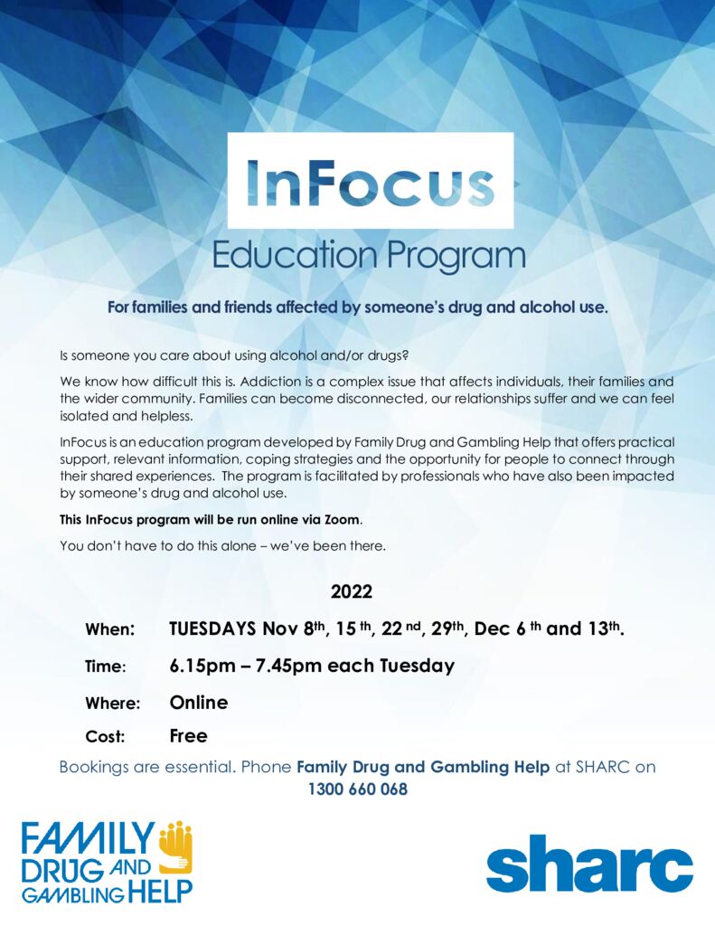 InFocus Education Program - SHARC | Self Help Addiction Resource Centre