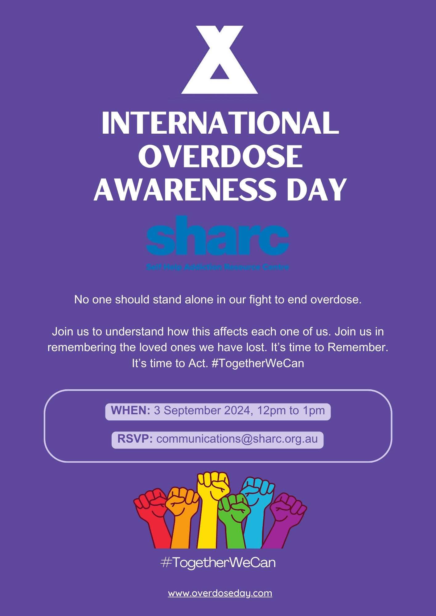 International Overdose Awareness Day - SHARC | Self Help Addiction Resource Centre